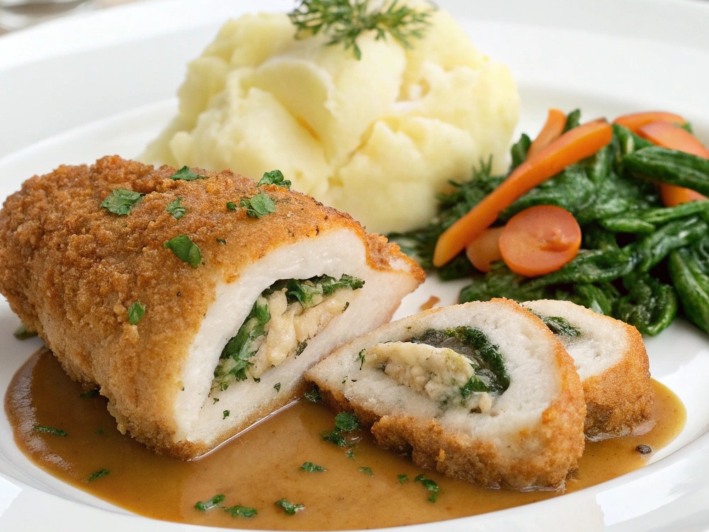 Chicken Kiev with Gravy, Mash and Veg - Milawa Bakery - Milawa Bakery ...
