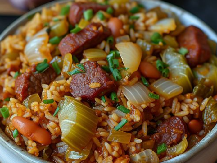 Cajun Cabbage Jambalaya - Top Rail Tavern - Top Rail Tavern | Ready ...