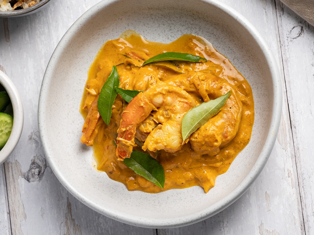 Goan prawn curry, curry leaves, tamarind and fresh shredded coconut ...