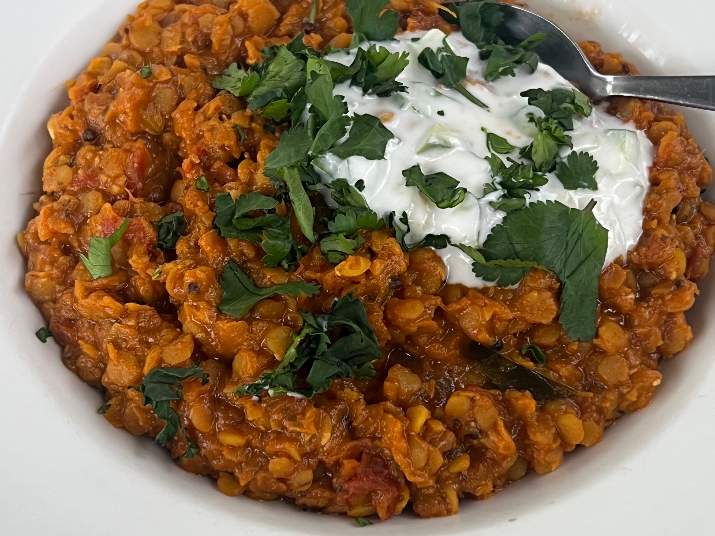Spiced Red Lentil Dahl with Cucumber & Lime Yogurt - Thornbury Supper ...