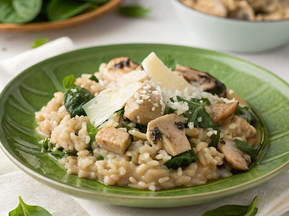 Chicken & Mushroom Risotto w/ Spinach and Parmesan (GF) - Lucas ...