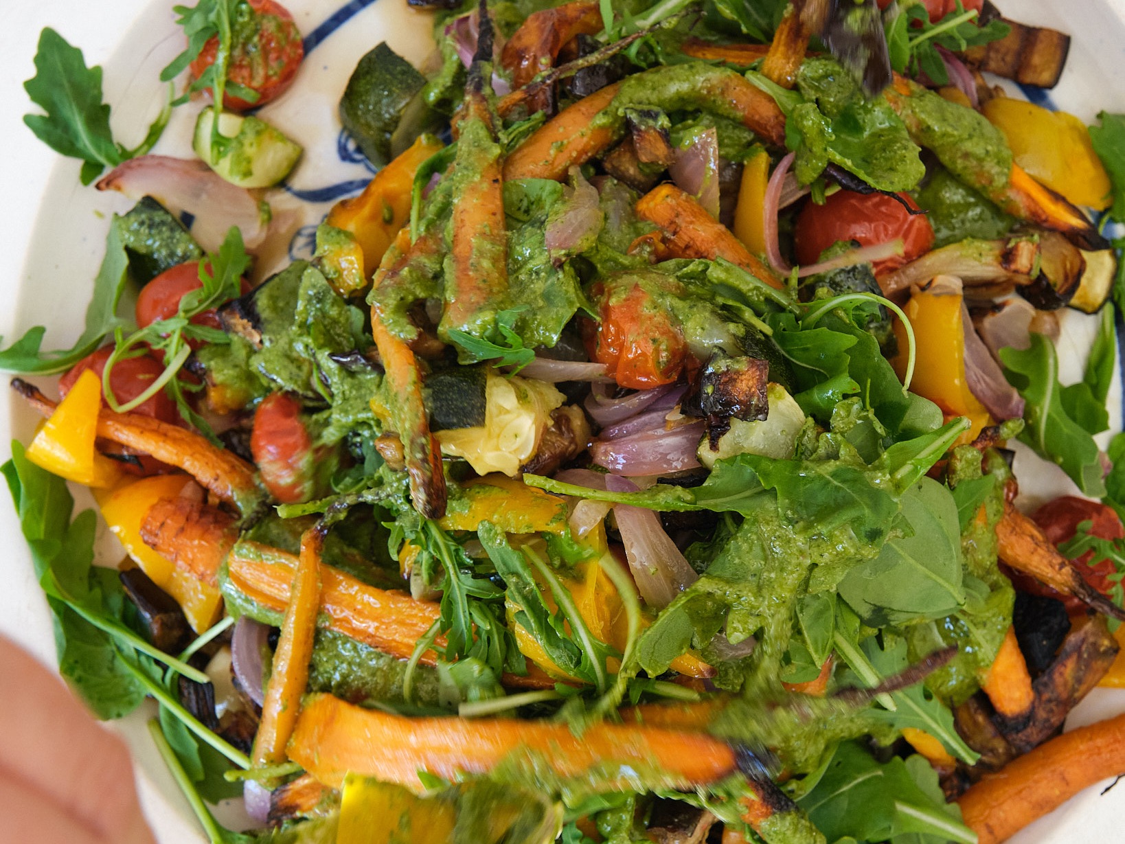 Mediterranean Roasted Vegetable Salad with Rocket and Zesty Pesto ...