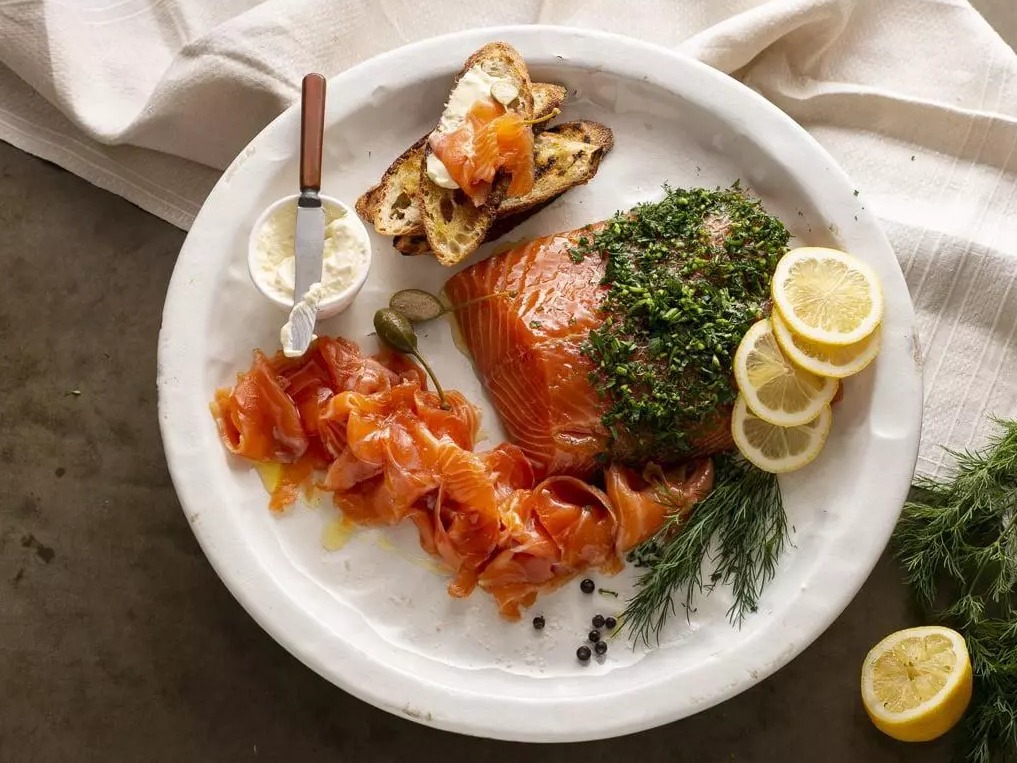 Tasmanian Cured Salmon Gravlax Duo with Blinis - Katering at Home ...