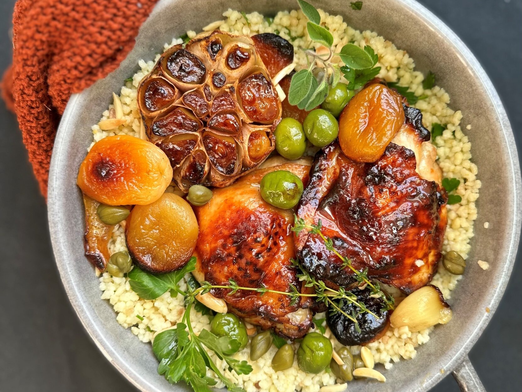 Apricot Chicken with Preserved Lemon & Almond Fregola - Katering at ...